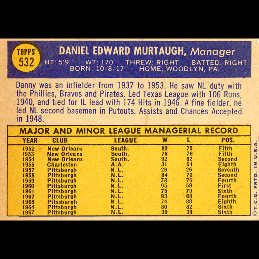 Danny Murtaugh, 1970 – retire the side